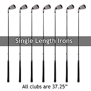 PGX Single Length Iron Set, 5-PW + AW (7 Clubs), Silver and Black