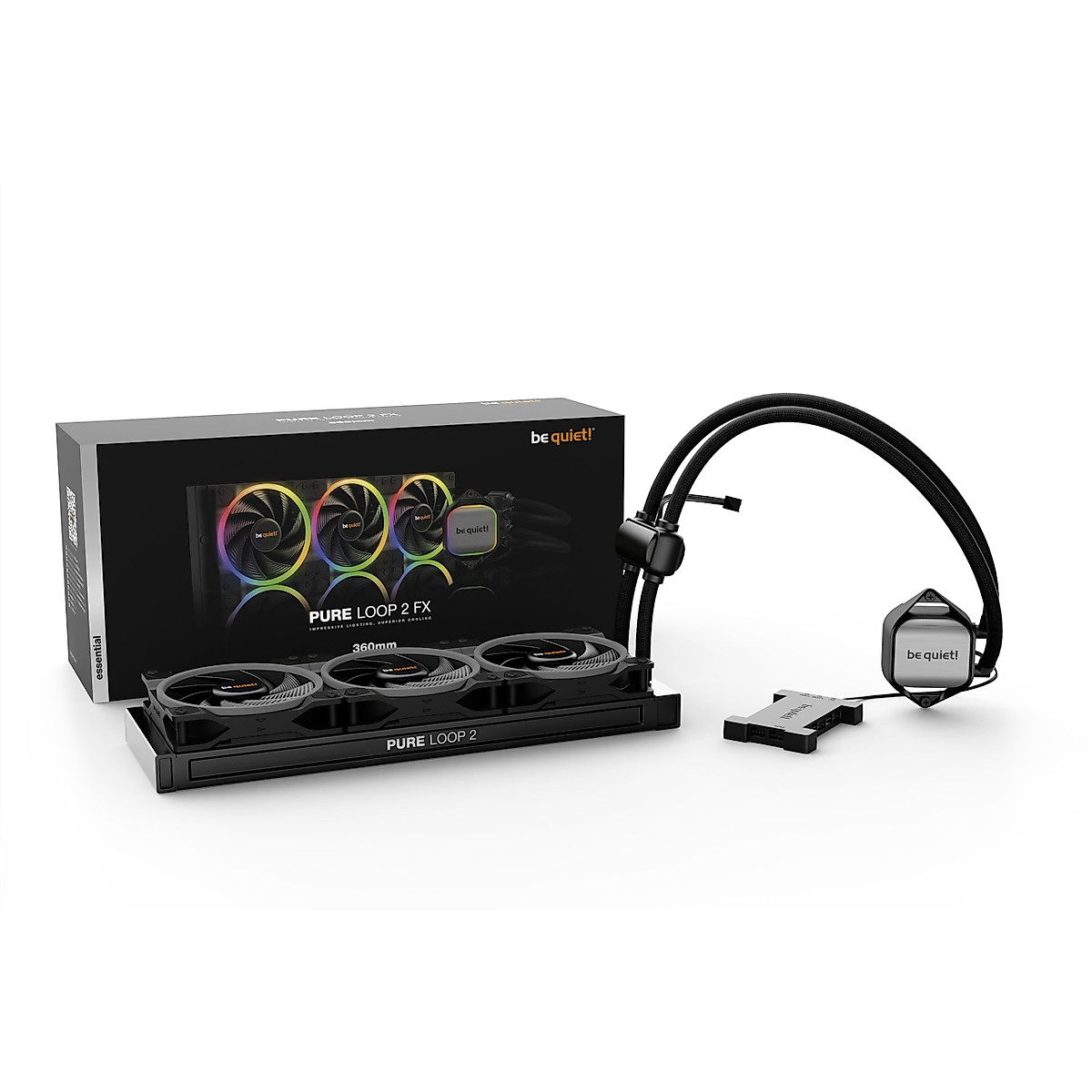 be quiet! Pure Loop 2 FX 360mm, CPU Liquid Cooler for Intel Core i3/i5/i7/i9 or AMD Ryzen 3/5/7/9, ARGB LED Illumination, 3X Light Wings PWM high-Speed Fan -BW015