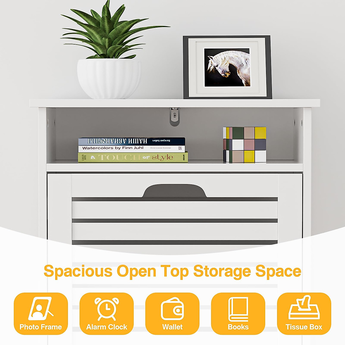 TENNTOU Shoe Storage Cabinet with 2 Flip Drawers & Top Cubby, Shoe Cabinet for Entryway Slim, Free Standing Shoe Rack Cabinet, Narrow Shoe Organizer for Entryway, Hallway, Bedroom, White