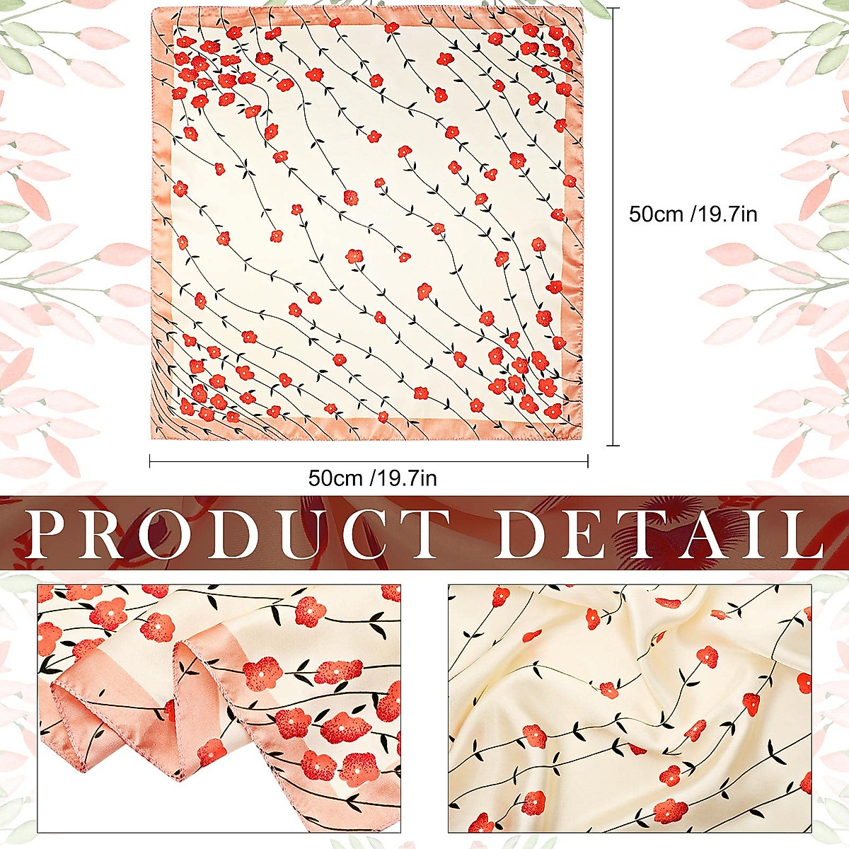 40 Pieces Women Head Scarf Satin Square Silk Feeling Hair Scarf Mixed Color Neck Head Scarf Set for Women, 50 cm/ 19.69 Inch, Random Color