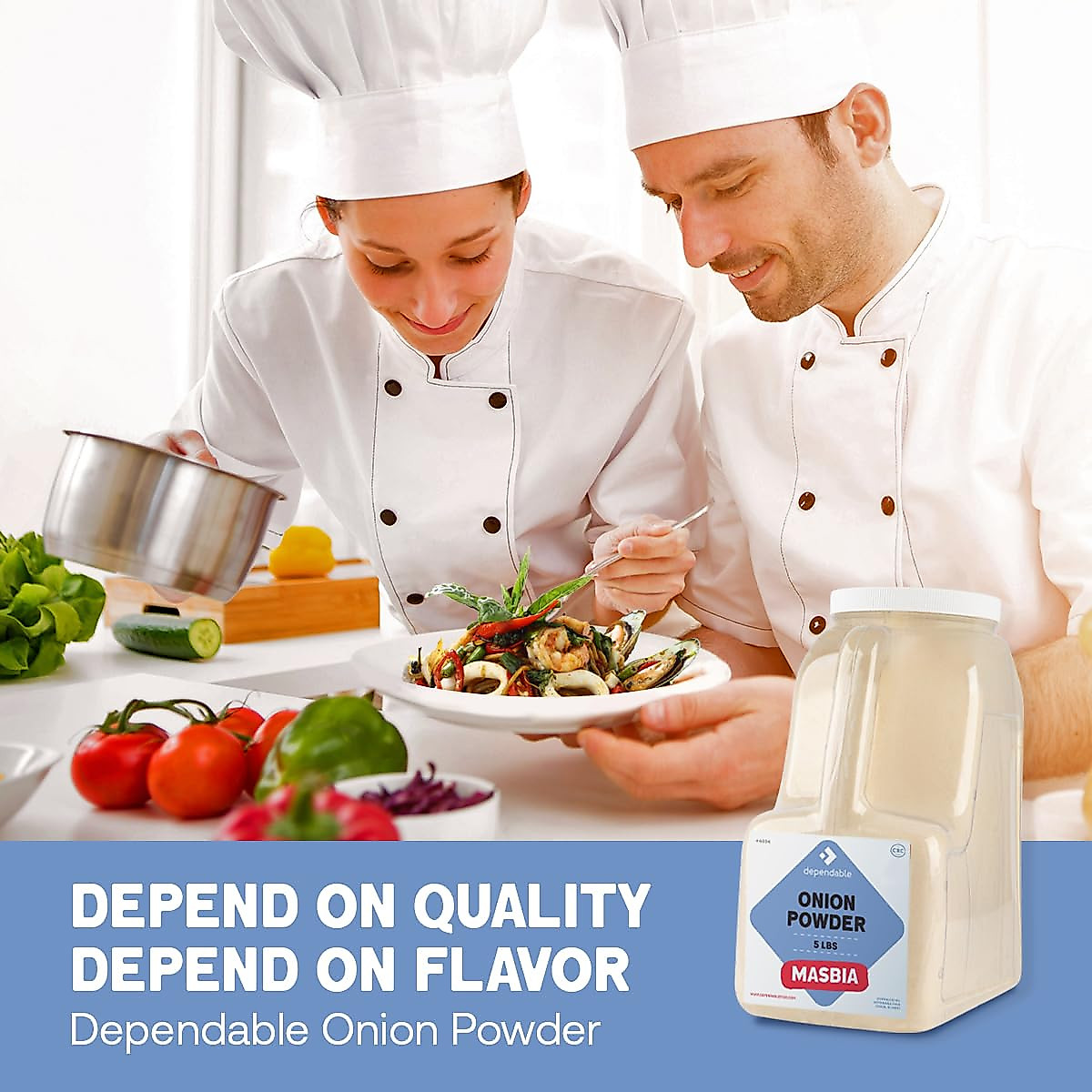 Dependable Food Onion Powder - 5 Lb. Container - Kosher Bulk Seasoning for Chefs, Restaurants, and Culinary Enthusiasts - Perfect for Sauces, Gravies, Soups, Dips & More - 100% Natural, Non-GMO, Granulated Onion Powder