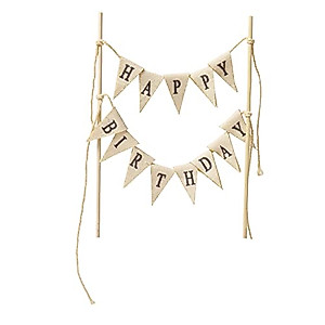 Happy Birthday Cake Topper, Birthday Cake Bunting Topper Cake Topper Garland Handmade Food-Grade Safe Gender Neutral Party Decorations