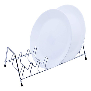 DGQ 8 Divider Wire Plate Rack and Lid Organizer Pan Organizer Sink Drying Rack for Chopping Board, Kitchen Cabinet Counter, Cookware