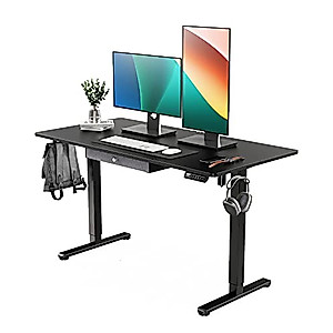 ErGear Electric Standing Desk with Drawer, Adjustable Height Sit Stand Up Desk, Home Office Desk Computer Workstation, 55x28 Inches, Black