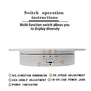 JAYEGT Motorized Rotating Display Stand, 7.87inch /17.6lbs Load, 360 Degree Electric Rotating Turntable for Photography Products, Jewelry, 3D Model,with 5 Colors Backgrounds - White