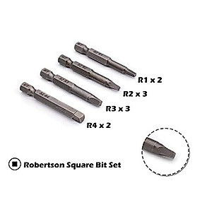 Roberston Bits Set, Square Head Screwdriver, Square Screwdriver bits #1#2#3#4, Scrulox Screwdriver, Impact Rated Bit Sets 10 Piece by Milliontronic