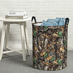 Camo Deer Camouflage Hunting Round Fabric Storage Bin,Decorative Basket,Organizer Basket With Handles,For Clothes Storage,Books And Sundries