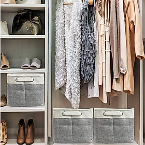 Simple Houseware Large Decorative Fabric Storage Bin Basket for Nursery, 3 Pack, Grey