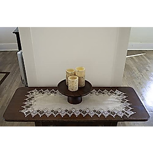 Lace Runner Neutral Earth Tones Table Runner Dresser Scarf Coffee Table Runner (16Wx36L)