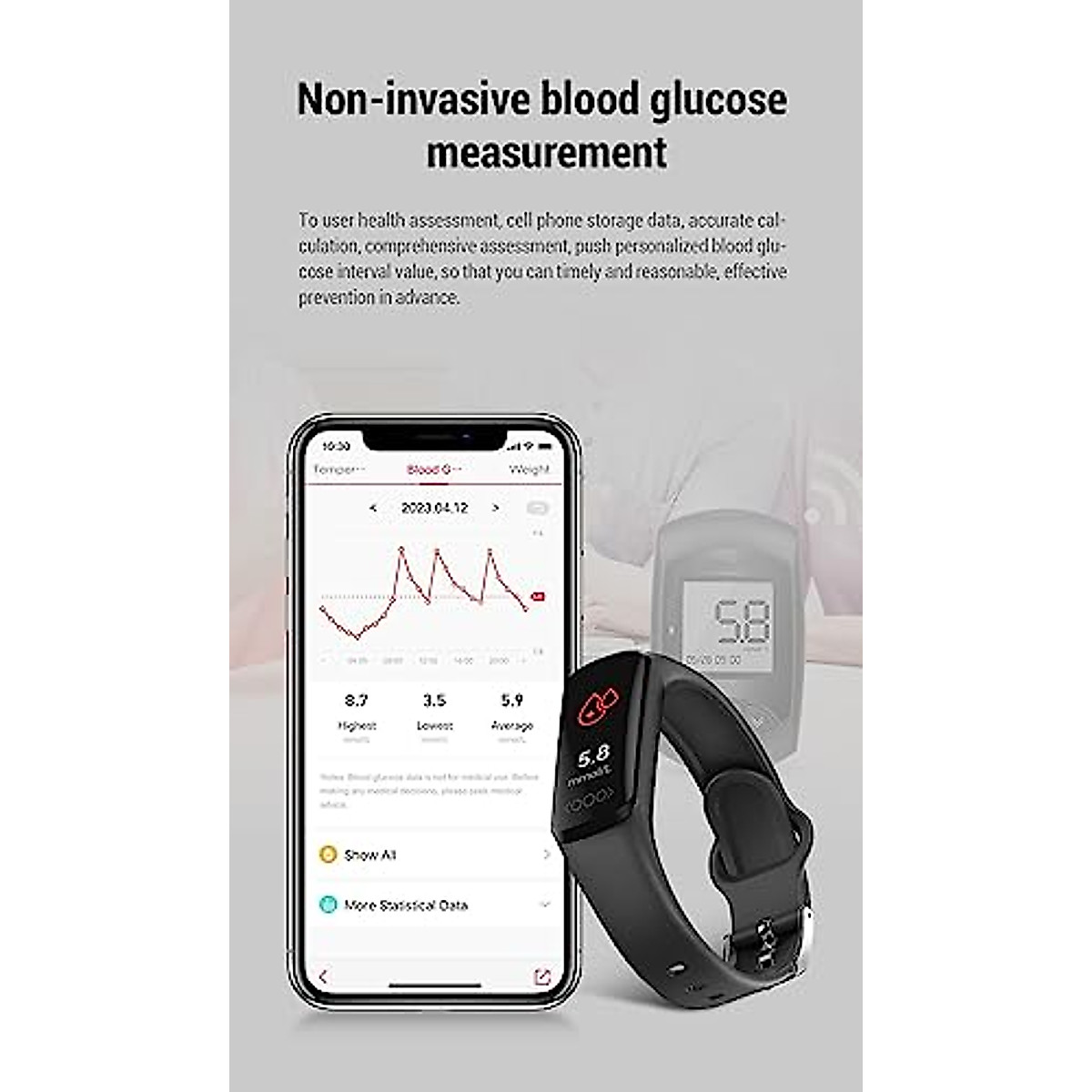 Mini Blood Sugar Monitor Watch, Painless Non-invasive Blood Glucose Smart Watch, Fitness Tracker with 24/7 Heart Rate Sleep Blood Oxygen Pressure Tracking Sport Watch for Men Women (Purple)