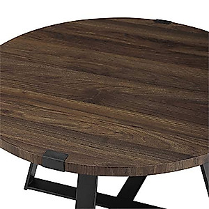 Walker Edison Anastasia Modern Metal Wrap X Base Coffee Table, 30 Inch, Dark Walnut and Black