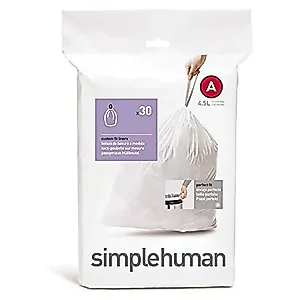 simplehuman code A custom fit liners, (30 liners), 4.5 L/1.2 gallon, White