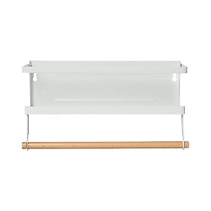 Household Essentials Metal Magnetic Spice Rack with Paper Towel Holder, White