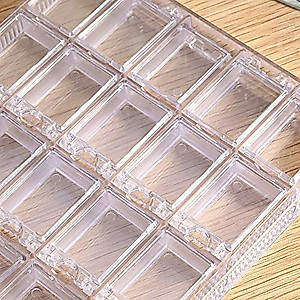 Fishlor Bead Container, 20 Grids Transparent Acrylic Nail Art Decorations Storage Box Rhinestone Beads Container Case