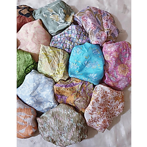 Generic VINTAGEFABULOZ Sari Silk Fabric Lot 15 Pieces Aqua Craft Scrapbook Art Doll Scrapbook and Jewellery Gift Wrap (15pcs_ DULLMUTED)