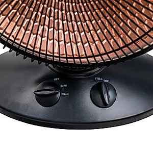 EZ-HEAT 1,000-Watt Indoor Parabolic Dish Space Heater with 70-degree Wide Oscillation and Dual Heat Settings, Adjustable Tilt, Tip Over Switch & Overheat Protection Sensor, MT-BFGD-8C