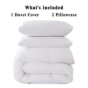 Overket 100% Organic Cotton Duvet Cover Queen Size Luxury 400 Thread Count Duvet Cover Queen Size Sateen Comforter Cover Soft and Breathable Cooling Bedding Set 3 Piece（White;Queen）