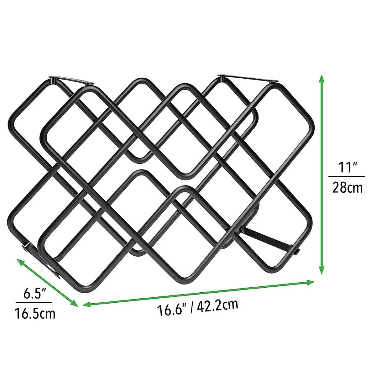 mDesign Metal Free-Standing Wine Rack Storage Organizer for Kitchen Countertops, Pantry, Fridge - Stores Wine, Beer, Pop/Soda, Water Bottles - 3 Levels, Holds 8 Bottles - Black