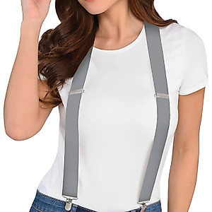 Silver Adjustable Metal Clip Accessory Suspenders - 1 Pack - Durable Polyester, Stylish & Versatile Accessory - Perfect For Weddings, Events & Everyday Elegance, One Size Fits Most