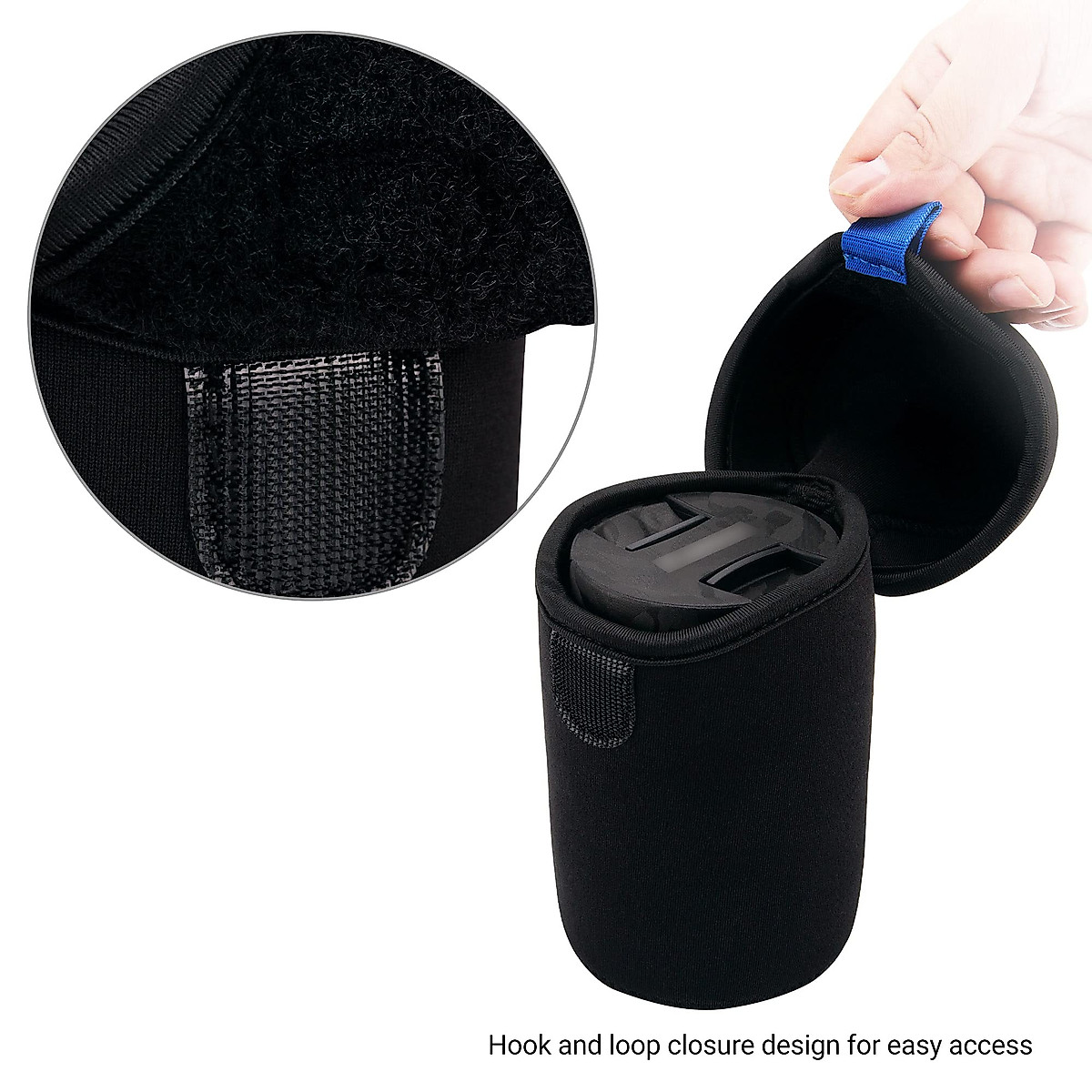 JJC Water Resistant Neoprene Camera Lens Pouch Case, Fold-Over Lens Bag for Mirrorless Lenses Up to 3.1 x 4.6 (D X H) for Canon RF 85mm f/2, Nikon Nikkor Z 85mm f/1.8, Sigma 16mm f/1.4 etc.