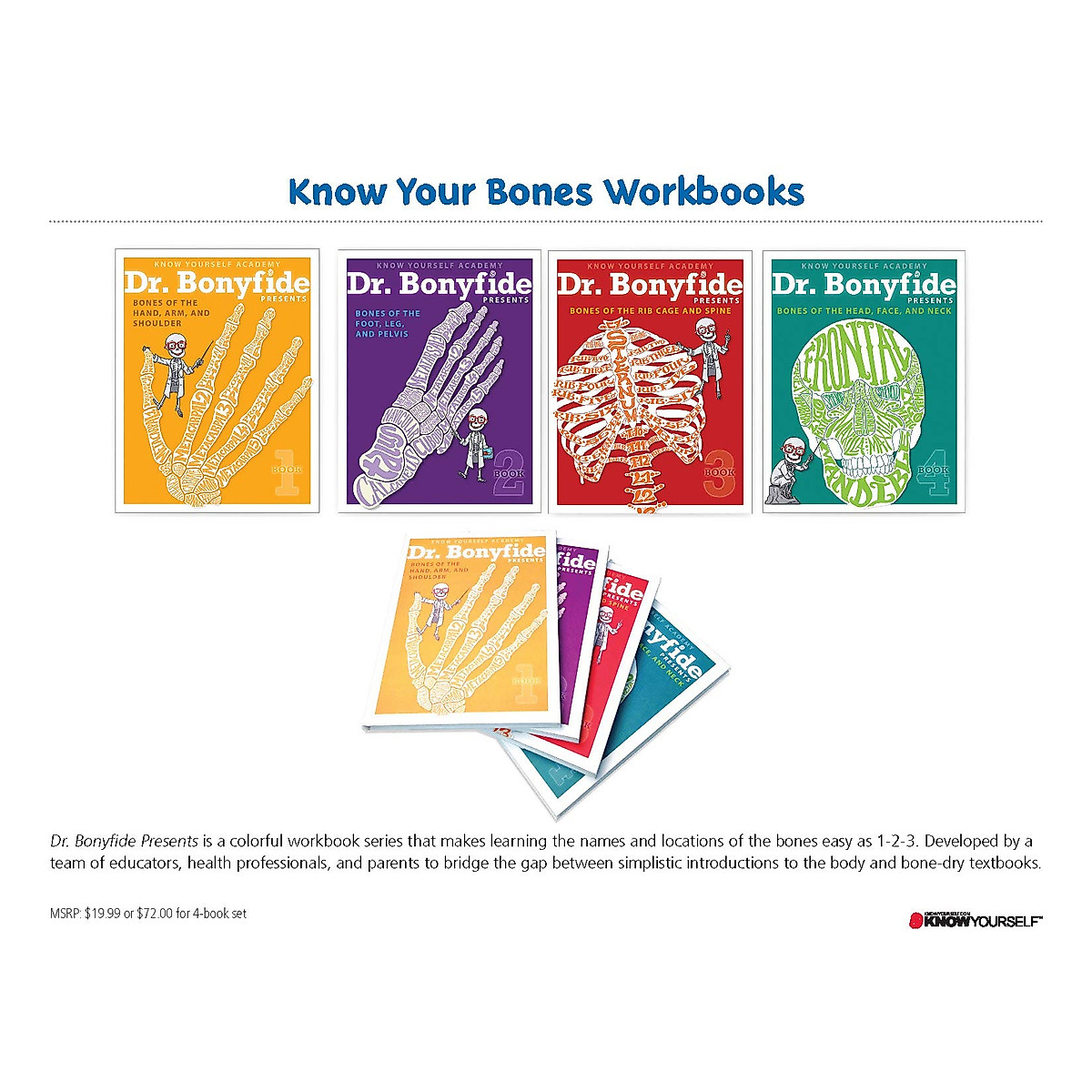 Know Yourself - 206 Bones of the Human Body - 4 Book Set, Best Interactive Activity Workbooks for Kids, Parents’ Choice Award, Ages 8-12