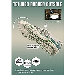 Water Shoes Mens Womens Beach Swim Shoes Barefoot Athletic Quick-Dry Aqua Socks for Surfing Diving Kayaking Exercise (Ribbon/Green, 41)