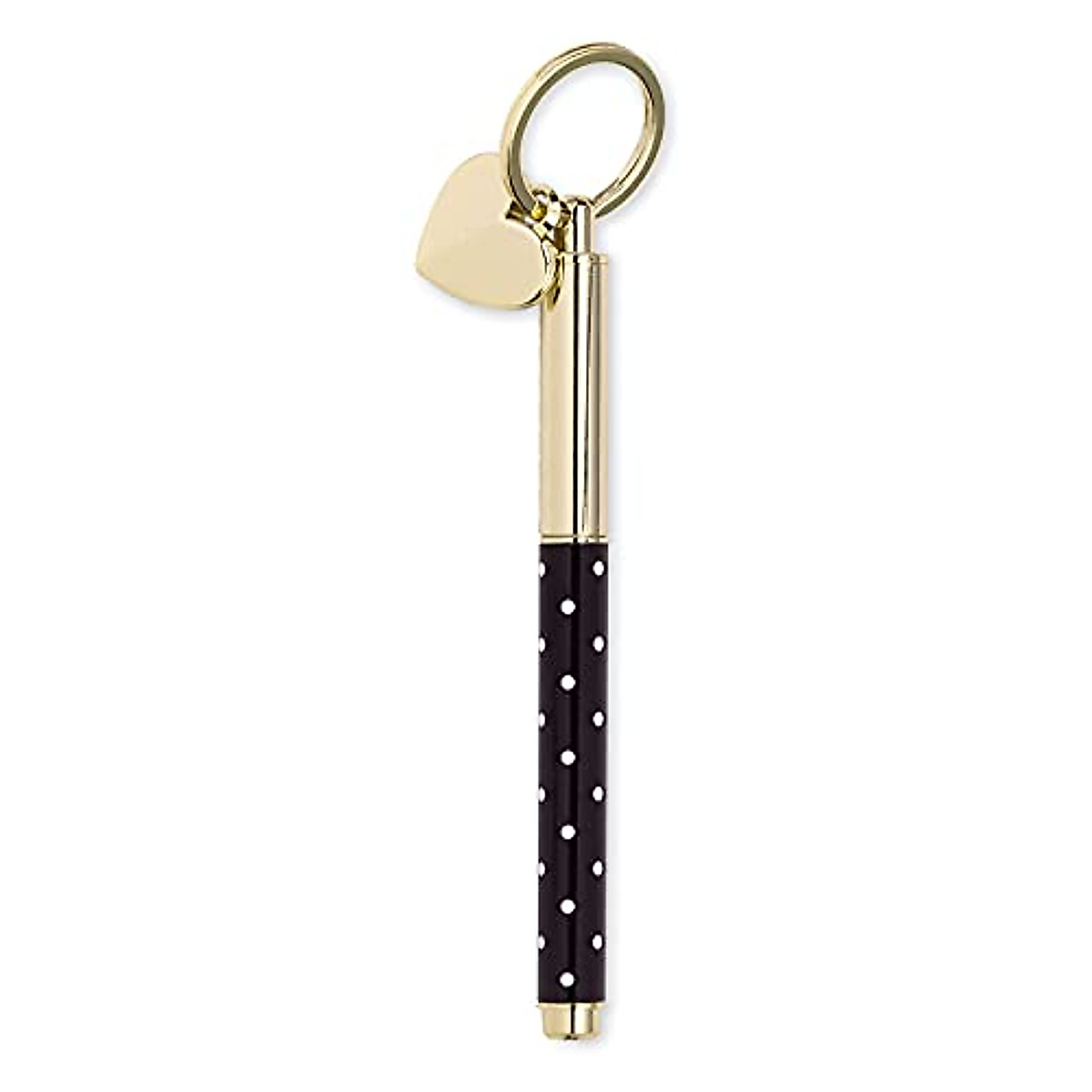 Kate Spade New York Black Metal Ink Pen Key Fob, Black Ink Ballpoint Keychain Pen, Pin Dot
