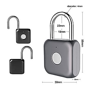 Fingerprint Padlock eLinkSmart App Locker Lock Fingerprint & Phone App, Remotely Authorized, Unlock Record, Schedule, Bluetooth Lock for Gym Locker, School Locker, Backpack, Suitcase, Luggage, Black