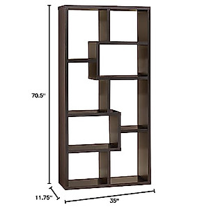 Coaster Home Furnishings Asymmetrical Cube 8-Shelf Bookcase Cappuccino, 11.75" D x 35" W x 70.5" H