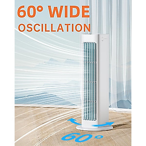 FrSara 12" Oscillating Small Tower Fan - Bladeless Desk Fan with Remote Control, 3000mHA USB C Small Office Fan with 3-Speed, Strong Wind Ultra Quiet Fan for Office, Bedroom, Home, Desktop, White