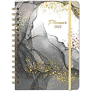 2023 Planner - Planner 2023, 2023 Planner Weekly and Monthly, January 2023 to December 2023, 6.3’’ × 8.4’’, 12 Monthly Tabs, Strong Twin-Wire Binding, Inner Pocket, Elastic Closure
