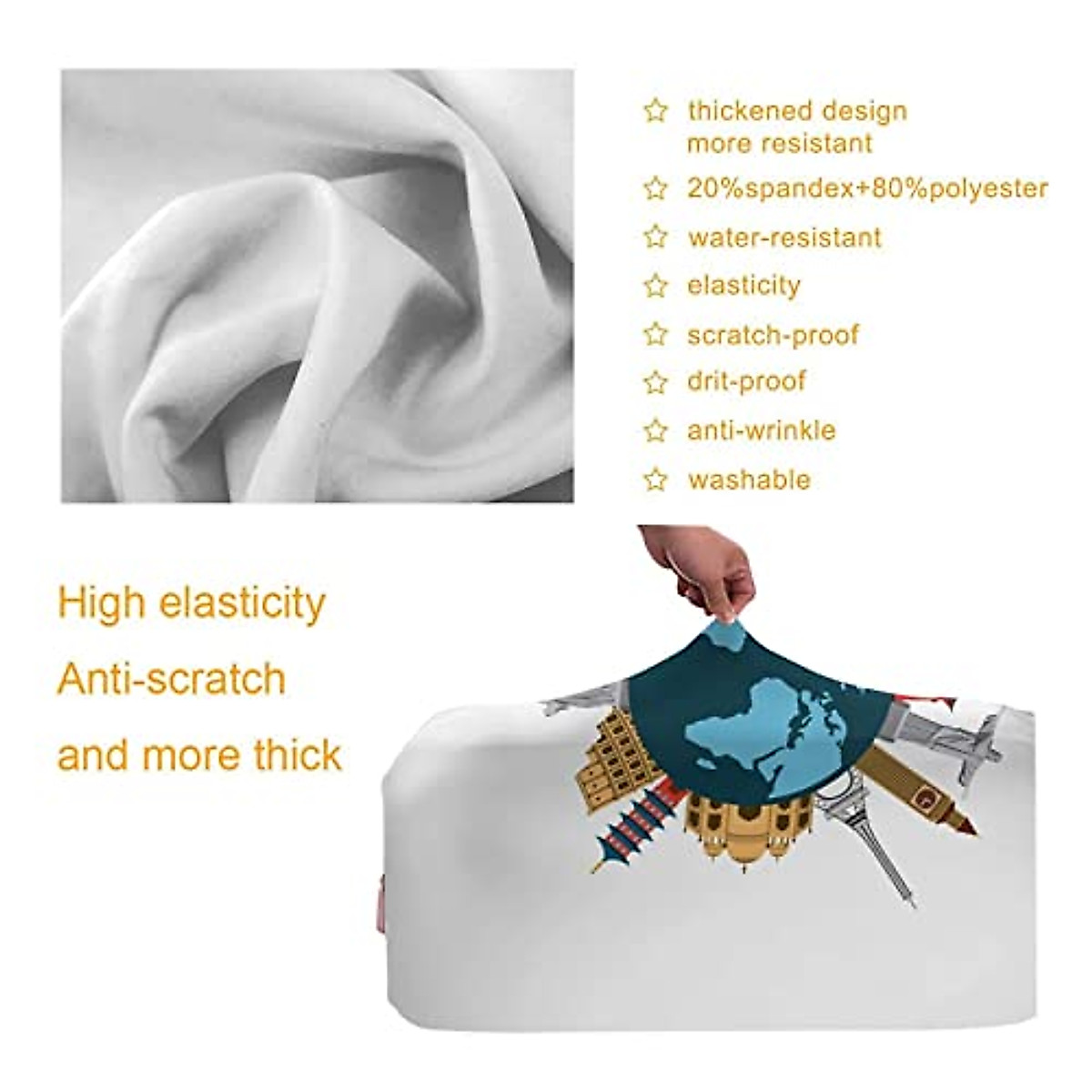 HANJWANET Custom Luggage Cover 25-28 in Personalized Travel Suitcase Protector Add Your Photo Text Elastic Washable Baggage Covers