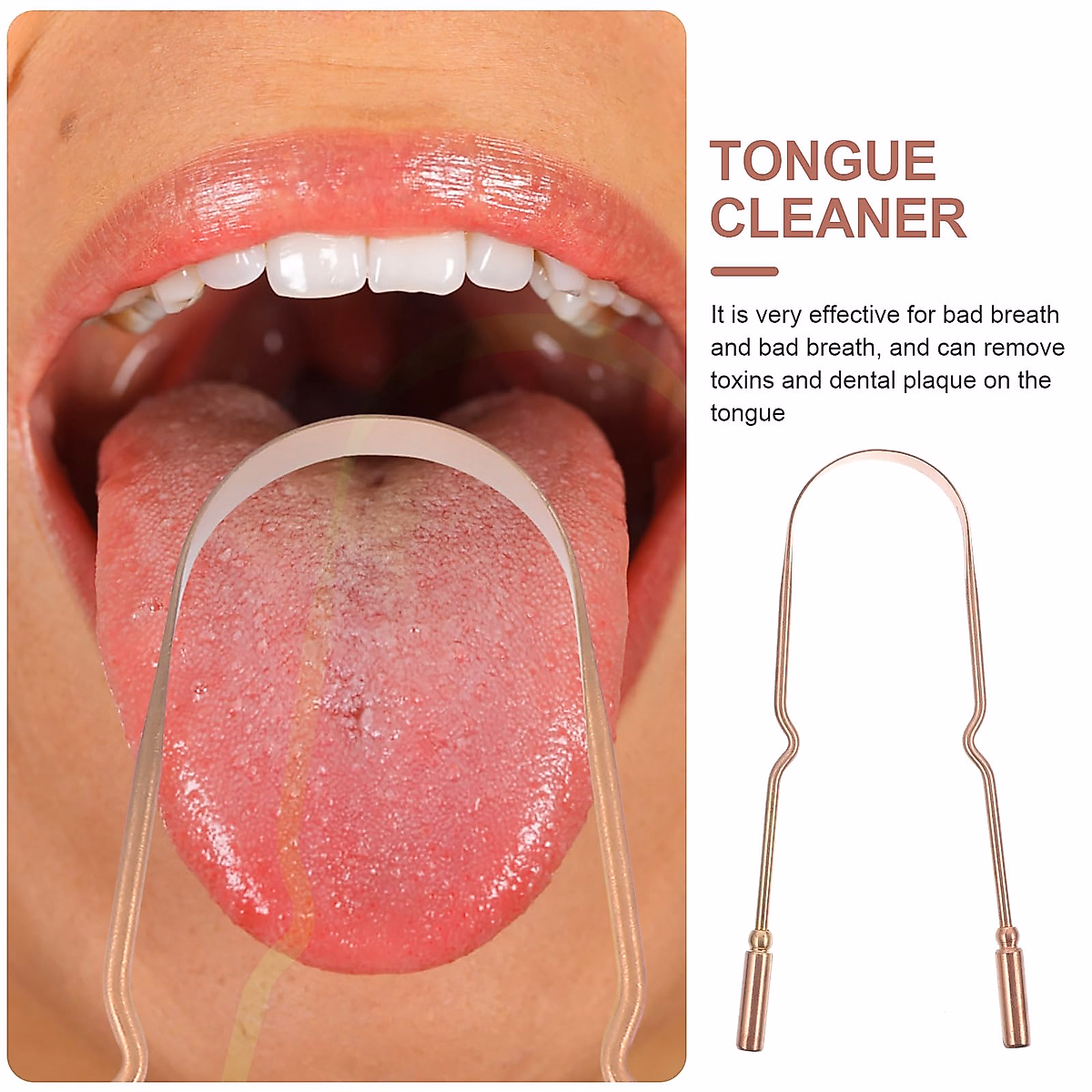 FOMIYES Scraper, Copper Brush with Travel Case, Cleaning Tool Oral Care Tool for Bad Breath