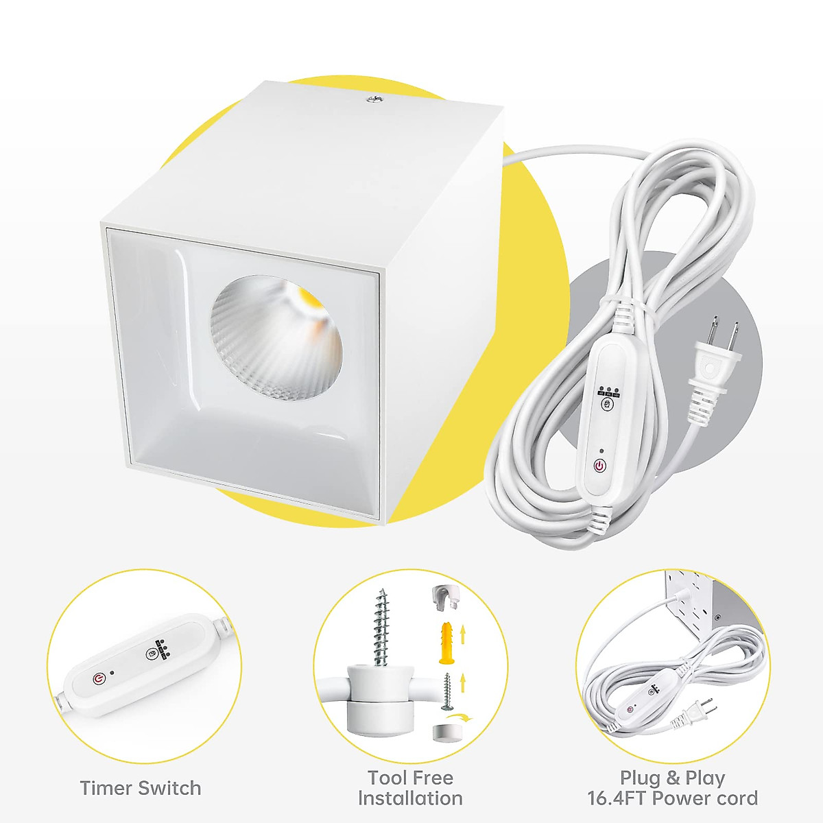 Bstrip Hanging Grow Light, 3000K Full Spectrum Hanging Grow Lights for Indoor Plants, 30W Plant Light Bulbs with 16.4FT Power Cord, Plant Light for Indoor Plant with Timer for Garden, Greenhouse