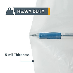 POWERTEC 70009V Clear Plastic Dust Collection Bag, 19-1/2 Inch Dia x 33-Inch, 5-Pack Dust Collector Bags for machine with 19"Filter Drum, 5 Pack