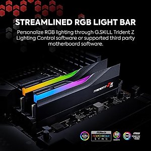 G.SKILL Trident Z5 RGB Series (Intel XMP 3.0) DDR5 RAM 64GB (2x32GB) 6400MT/s CL32-39-39-102 1.40V Desktop Computer Memory UDIMM - Matte Black (F5-6400J3239G32GX2-TZ5RK)