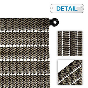 Patio Outdoor Shade Universal Replacement Pergola Canopy Cover 7'x16' Hollow Out Brown with Grommets 2 Sides Weighted Rods Included Shade Screen Panel for Deck Porch