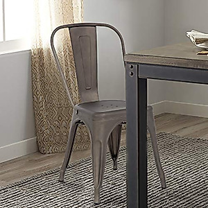 Patio Chairs 18 Inch Metal Dinning Chairs Set of 4 Stackable ChairsSeat Height Restaurant Chair Chic Metal Kitchen Dining Chairs Trattoria Chairs Indoor/Outdoor Metal Tolix Side Bar Chairs