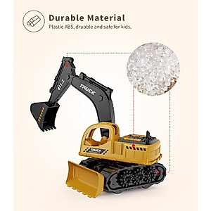 Geyiie Construction Trucks Toys, Kids Construction Vehicles Site, Sandbox Toys Playset for Boys Girls, Pull Back Cars Excavator Tractor Bulldozer Gifts for Party Favor