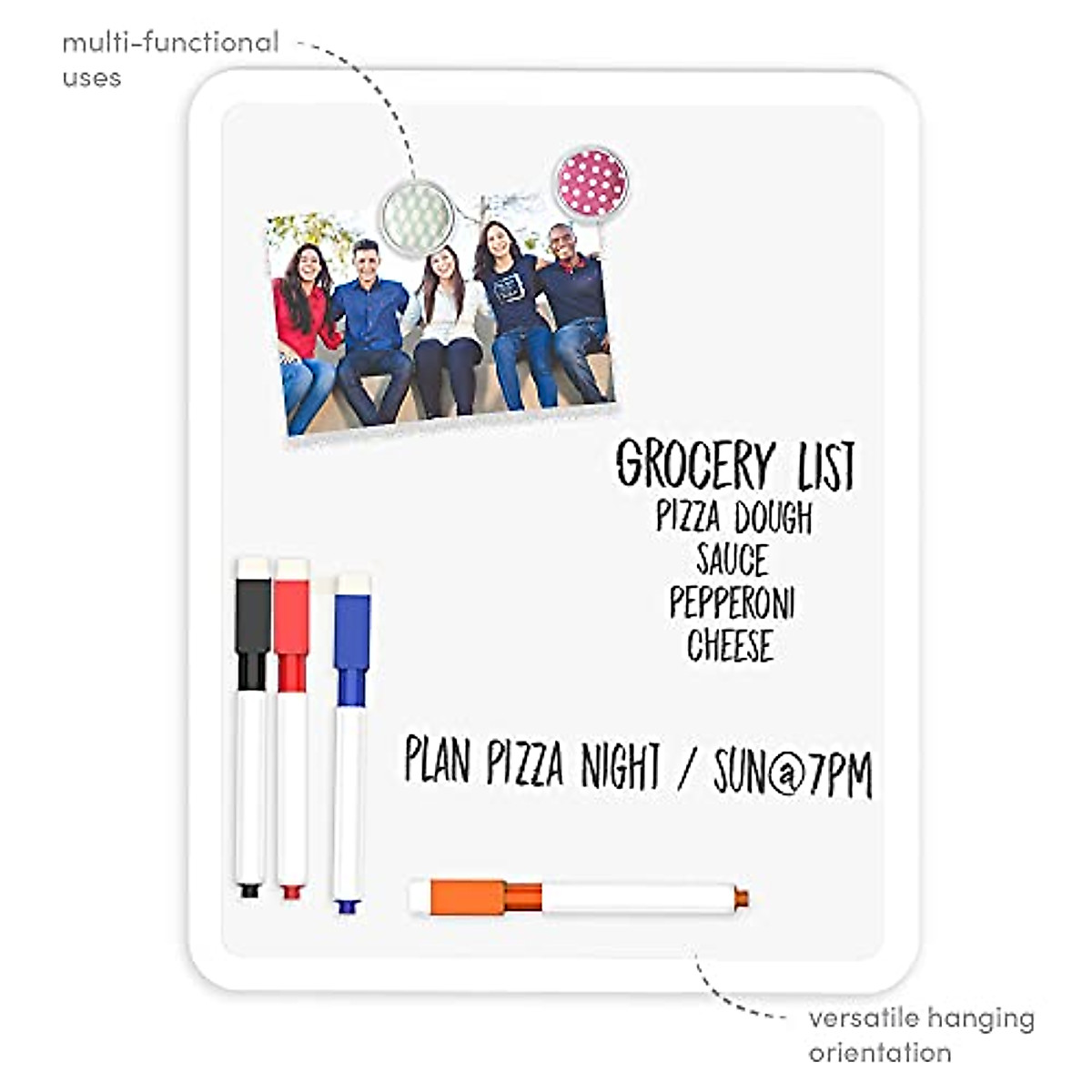 Dry Erase Board 8.5 X 11 inch Magnetic Whiteboard with 4 Markers and 2 Magnets with White Frame. Use for School, Home, Office, Remote Learning. Easy to Hang on Walls or Magnetic Surfaces.