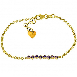 Galaxy Gold GG 14k Solid Yellow Gold Bracelet with 1.55 Carat Natural Amethyst