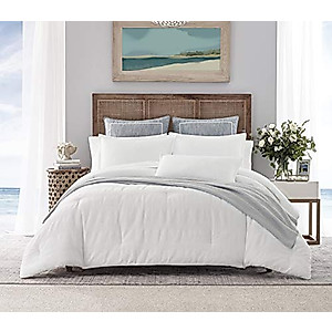 Nautica | Hampton Collection | Cozy & Breathable Cotton Blend Waffle Weave Texture Reversible Comforter Matching Shams, 3-Piece Bedding Set, King, White