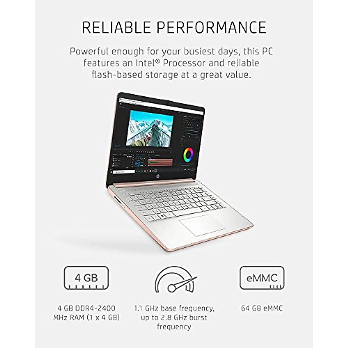 HP Stream 14inch HD Touchscreen Display, Intel Celeron N4020 Dual-Core Processor,4GB DDR4 Memory,192GB Storage(64GB eMMC+128GB Card),WiFi,Webcam,1-Year Microsoft 365, Win 10 S, Rose Gold | TGCD bundle