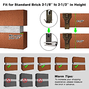 AIEVE Brick Wall Clips for Hanging Outdoors, Brick Hooks Brick Hangers No Drill, Fit 2-1/4 to 2-2/5(10 Pack)
