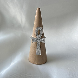 Better Jewelry INC Etched Ankh Ring .925 Solid Sterling Silver Diamond Cut Ring (7.5 grams) (9)