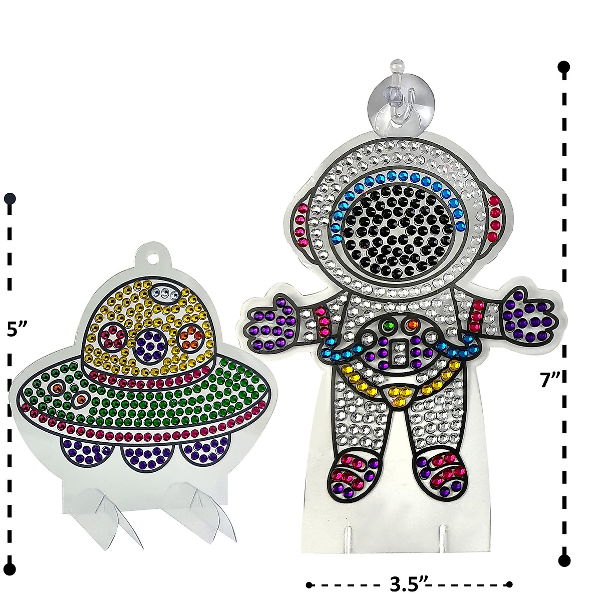 Big Gem Diamond Painting Craft Kit for Kids, Stickers and Suncatchers (Outer Space)