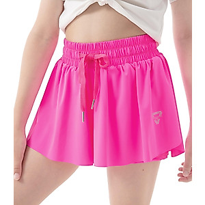 PUPIU Girls Shorts Flowy Toddler Girls Dance Shorts Preppy Clothes Summer Gymnastics Shorts Athletic Hot Pink M