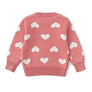 Simplee kids Baby Girls' Valentine's Sweater Pink Pullover Coat Cotton Sweater Patterns to Knit Heart for Autumn Fall and Winter 2-3T