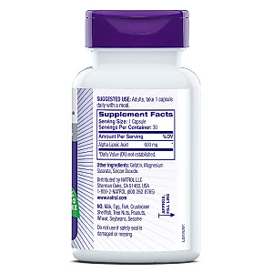 Natrol Alpha Lipoic Acid 600 mg, Dietary Supplement for General Wellness, 30 Capsules, 30 Day Supply
