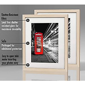 Americanflat 11x14 Light Wood Picture Frame 2 Pack with Shatter-Resistant Glass Cover and Composite Wood Molding - 11X14 Frame With Mat For 8X10 Inch Photos - 2 Pack